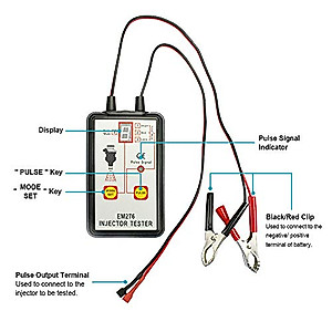 allsun em276 12V DIY Auto Fuel Injector Tester and Cleaner with 2 Adapters, 4 Pluse Modes Powerful Fuel System Vehicle Gasoline Pressure Diesel Short Circuit Protector