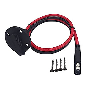 Electop SAE Connector Power Socket Sidewall Port,10AWG Weatherproof SAE Quick Connect Solar Plug Outlet Flush Mount SAE Plug Adapter Cable,with 4 Screws for Solar Generator Battery Charger(50cm)