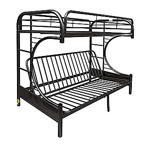 Acme Furniture Eclipse Twin XL Over Queen and Futon Bunk Bed in Black
