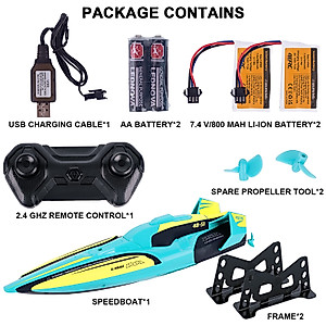 Berry President 18MPH Remote Control Speedboat for Children and Adults, Waterproof and Dual Motor RC Boat, 2.4G Wireless Electric Swimming Pool Lake Toys (Green)