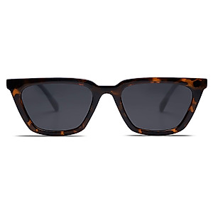 SOJOS Polarized Narrow Square Cateye Sunglasses for Women Retro Trendy Driving Glasses SJ2169 with Tortoise Frame/Grey Lens