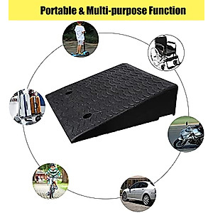 Threshold Ramp, 5 in/ 6 in/ 7 in/ 8 in Rise Curb Ramp with Screws, Heavy Duty Rubber Threshold Ramp for Cars Scooter, Loading Dock Garage Entry Non Slip Ramps (Color : Black, Size : 14cm/5.5in Rise