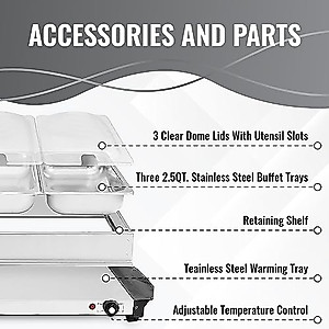 Alpha Living 3x2.5 QT Food Warmers for Parties Buffet Servers and Warmers – Premium Catering Supplies Buffet Display – Stainless Steel Electric Food Warmers with Temperature Control