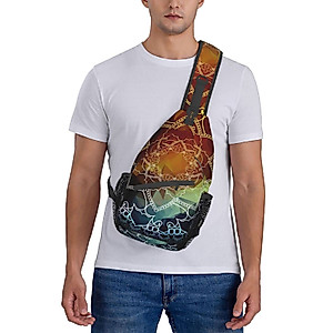 Mandala Flower Sling Bag Crossbody Sling Backpack Flower Shoulder Chest Bag Travel Hiking Daypack for Women Men