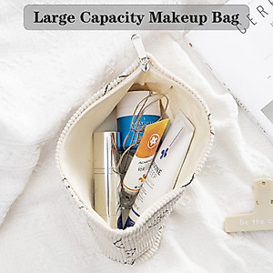 Wudimeitt Cosmetic bag Makeup bag Preppy Cute Corduroy Toiletry bag for women travel essentials (Beige)