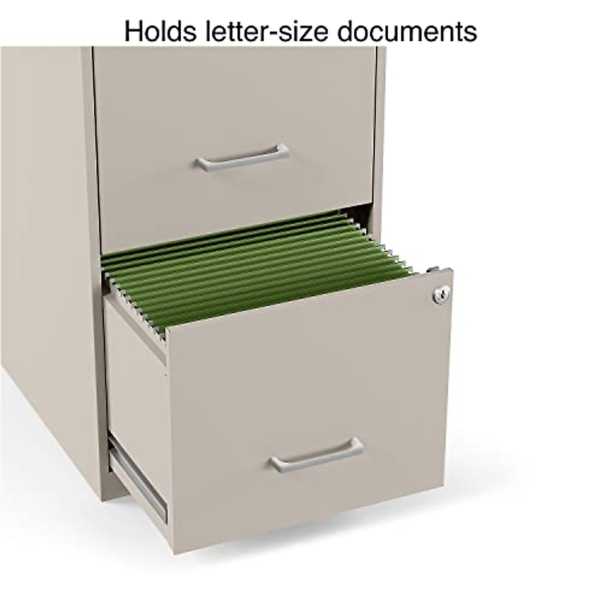 MyOfficeInnovations 2806662 2-Drawer Vertical Locking File Cabinet Letter-Size Putty/Beige 18D