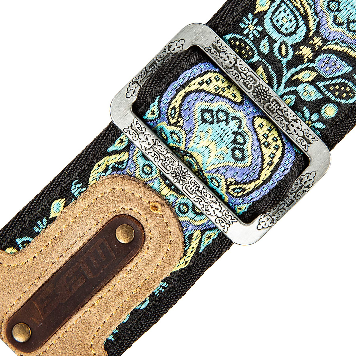 M33 Guitar Strap Vintage Woven Collection Strap Set For Acoustic, Bass and Electric Guitars Includes Strap Button + Locks +Picks. Awesome Christmas Gift for Men & Women Guitarists