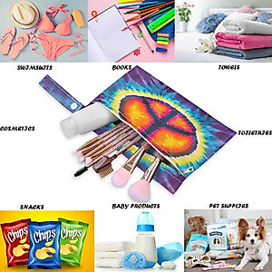 visesunny Abstract Peace Sign Design Tie Dye 2Pcs Wet Bag with Zippered Pockets Washable Reusable Roomy Diaper Bag for Travel,Beach,Daycare,Stroller,Diapers,Dirty Gym Clothes,Wet Swimsuits,Toiletries