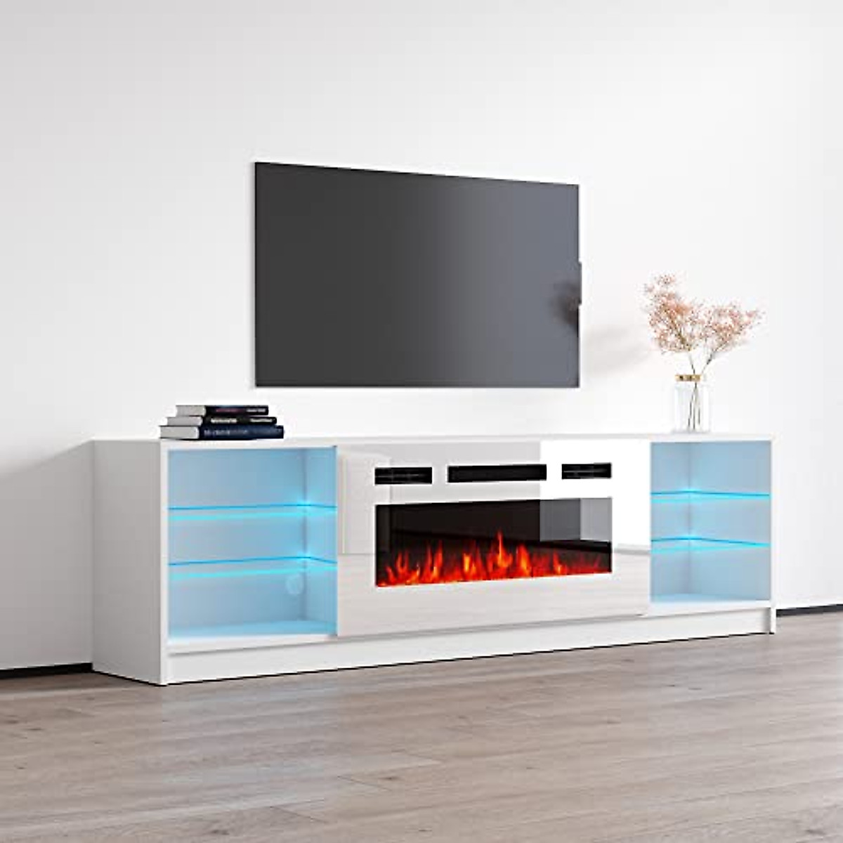 Boston WH01 Electric Fireplace Modern 79" TV Stand