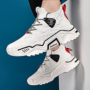 MATRUPLE Mens Fashion Sneakers High Top Casual Shoes Athletic Walking Mesh Comfortable Sports Shoe White
