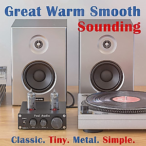 Fosi Audio P1 Tube Preamplifier Mini Hi-Fi Stereo Preamp 6K4 Valve Vacuum Pre-amp with Treble Bass Tone Control for Home Theater HiFi System(not for Turntable)