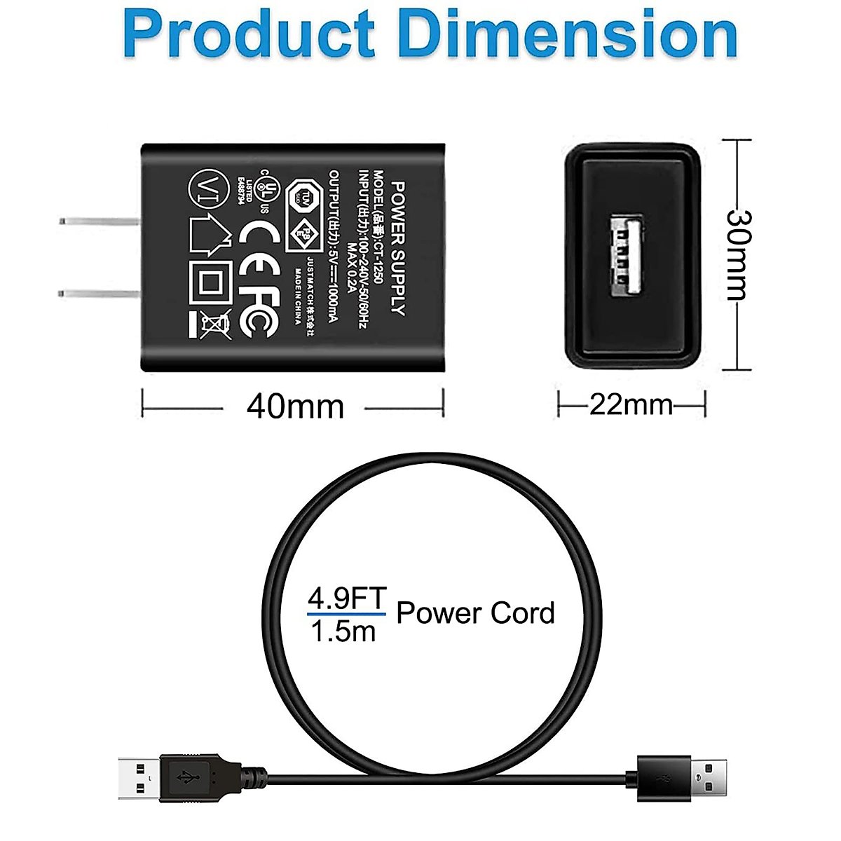 WUKUR Charger Replacement for TexasTI 84 Plus CE Graphing Calculator Compatible with TI Nspire CX/CX CAS & 84 Plus CE Color/C Sliver Calculators & Touchpads with 5FT Charger Cable