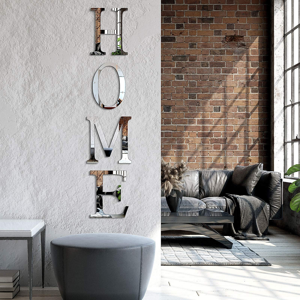 Zonon 3D Home Wall Decor Letter Sign Acrylic Mirror Wall Decor Stickers Family Farmhouse Wall Decals for Home Room Bedroom Decoration 47x 11.8 Inch(Silver)