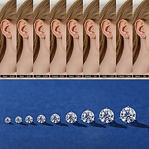 Martini Lab Created Diamond Earrings for Women, 4ct Round D Color VVS1 Clarity Lab Grown Diamond Stud Earrings 14K White Gold Vermeil 3 Prong Moissanite Earrings for Women with Screw Backs