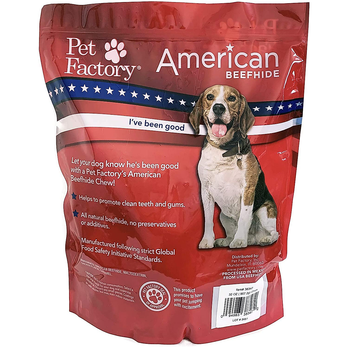 Pet Factory American Beefhide Chips Dog Chew Treats - Chicken Flavor, 32 oz