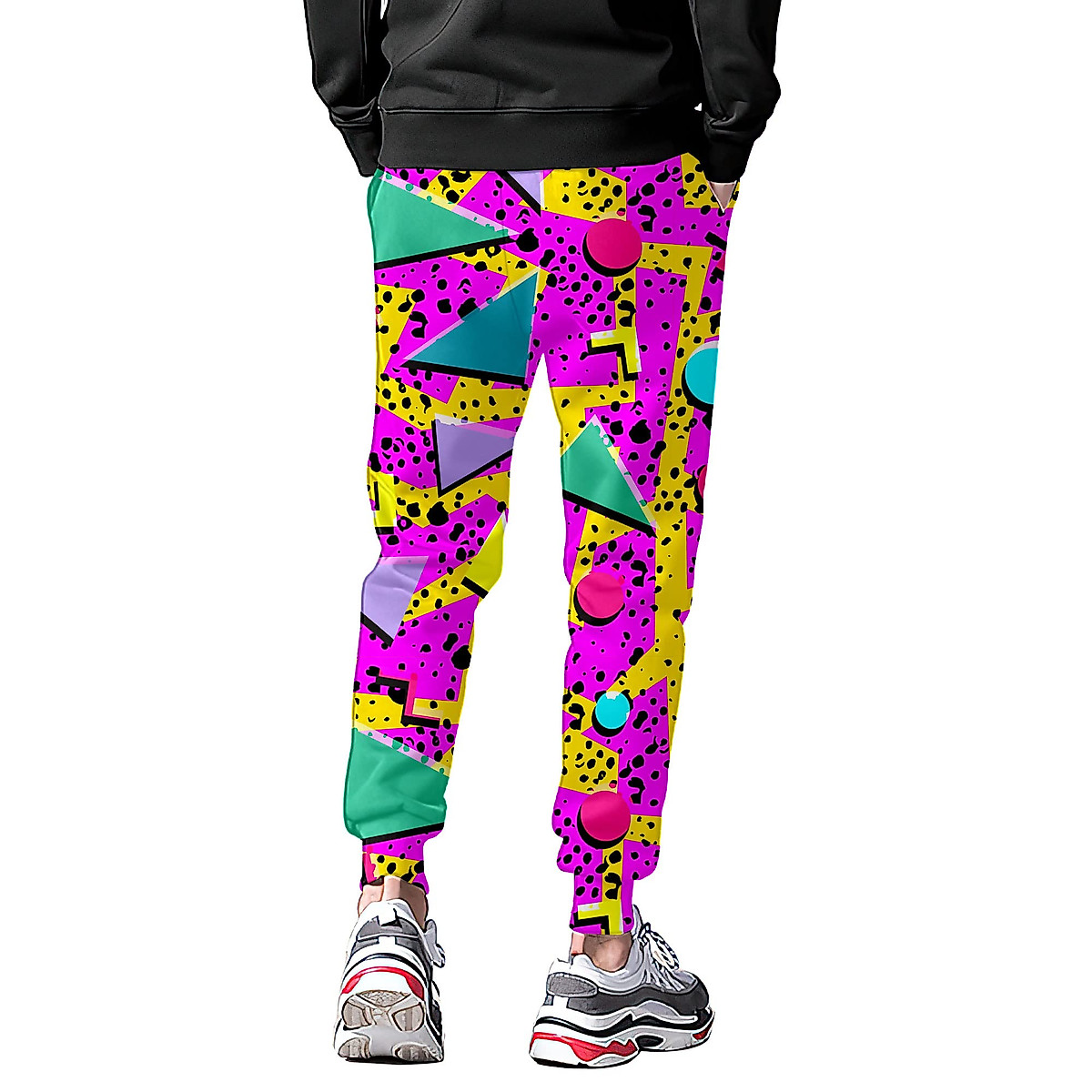 XINQIXAA Men's Jogger Sweatpants,80s Pants 90s Theme Athletic Track Pants,80s Costumes for Men Workout Jogger Pants Black