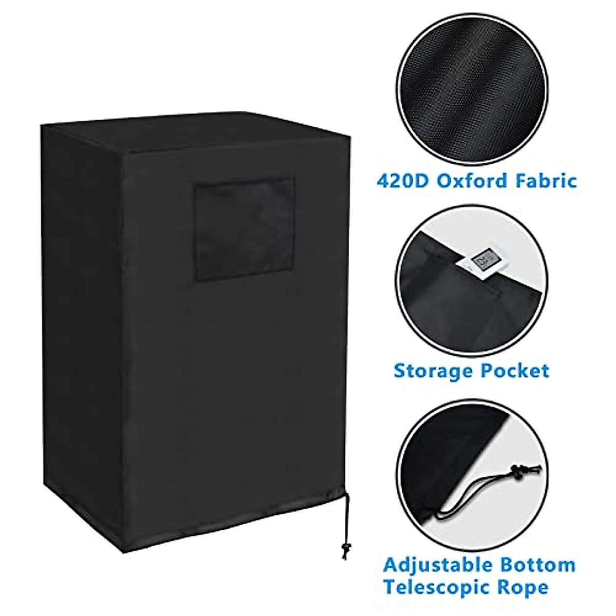 Little World Portable Air Conditioner Cover - Dustproof Portable AC Unit Cover Indoor Stitable for Mobile AC, Anti-Dust Portable Air Conditioner Storage Bag (Black, Large, 21" L X 18" W X 32" H)
