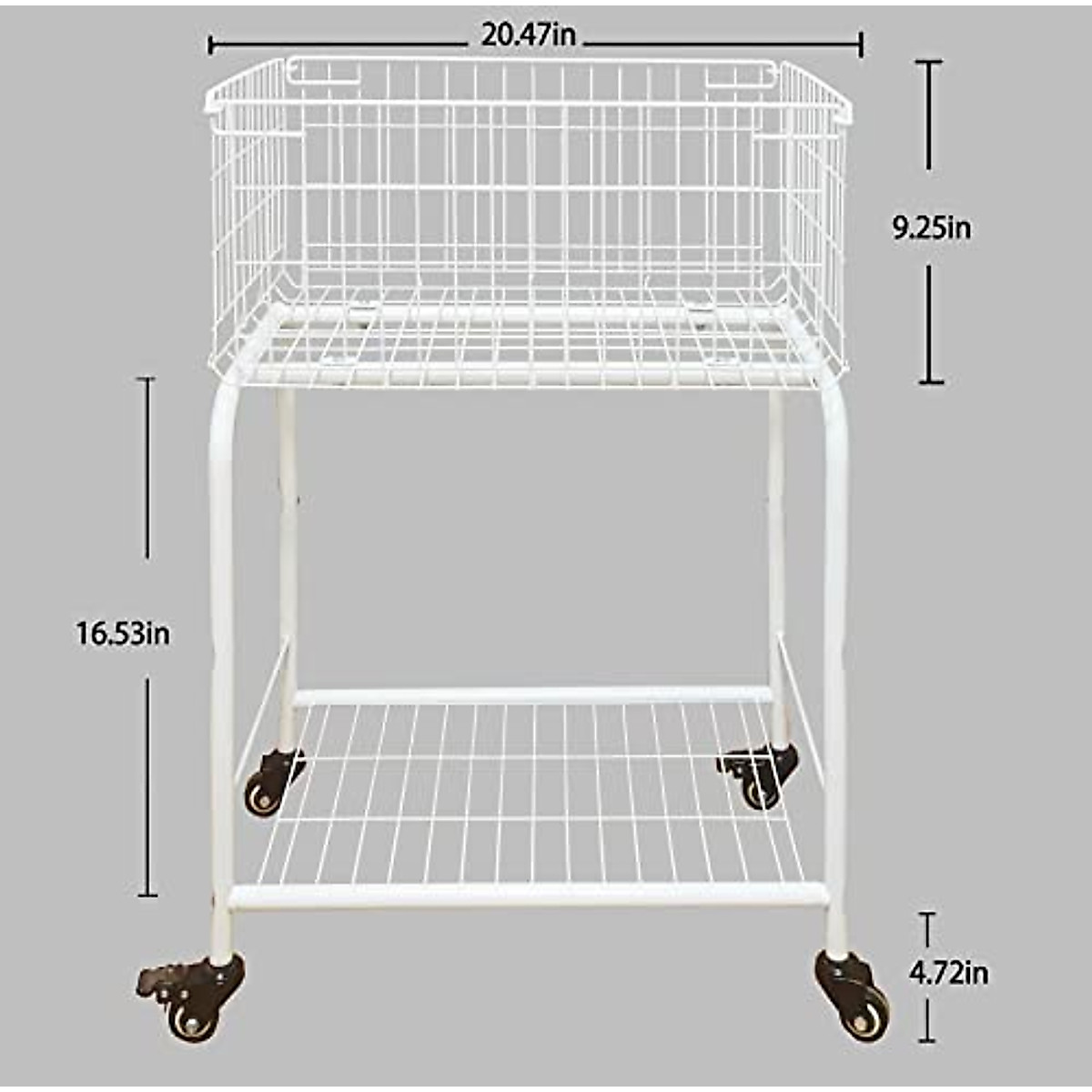 basket for garments storage, easy moved with wheels have brake, Laundry basket, white color，rolling basket