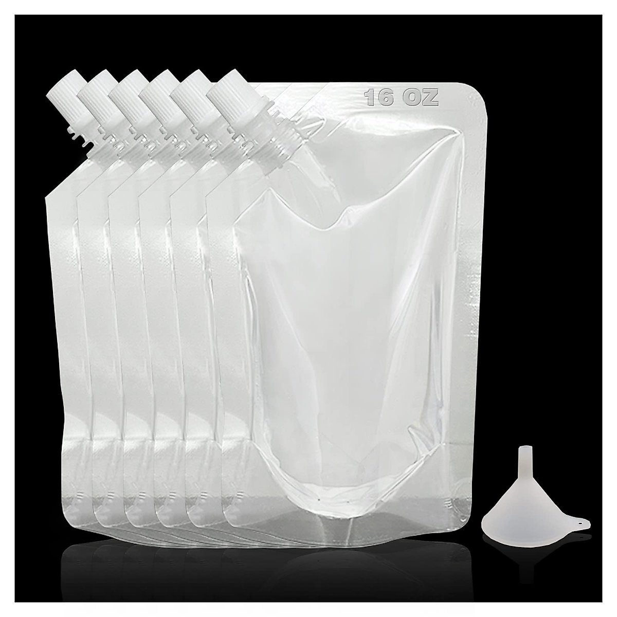 6 Pieces Drinks Flasks Juice Flasks Liquor Pouch Reusable Drinking Flasks Concealable Plastic Flasks for Sneak to go flask, with Funnel (16 OZ)