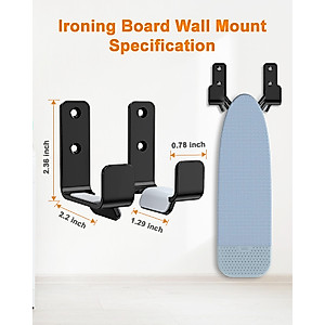MUSVOH Ironing Board Wall Mount, Stainless Steel Ironing Board Hanger for Laundry Room, Adjustable Distance Holder Hook Wall Mount, Black