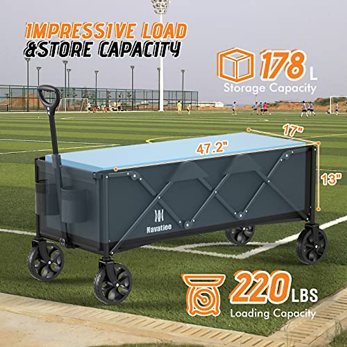 ANEWNICE Grehge le Folding Wagon, Wagon Cart HEA Garden Sculpture Outdoor Decoration