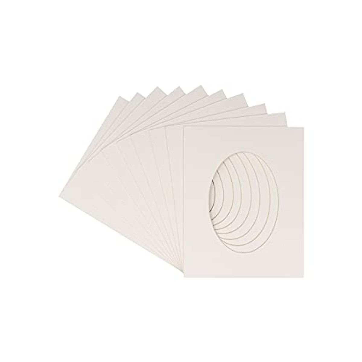 CountryArtHouse Textured White Acid Free 6x10 Oval Picture Frame Mat with White Core Bevel Cut for 4x8 Pictures - Fits 6x10 Frame - Pack of 25 Matboard Show Kits with Acid Free Backings & Clear Bags