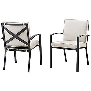 Crosley Furniture KO60025BZ-OL Kaplan Outdoor Metal Dining Chairs, Set of 2, Oiled Bronze with Oatmeal Cushions