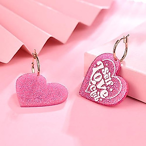 TS Inspired Lover Pink Heart Dangle Earrings TAYLOR Eras Tour Concert Fans’ Gifts TS Lover Heart Shaped Acrylic Drop Earrings SWIFTIE Outfit Jewelry For Eras Music（style 2）