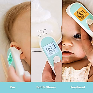 Frida Baby Infrared Thermometer 3-in-1 Ear, Forehead + Touchless for Babies, Toddlers, Adults, and Bottle Temperatures,Digital