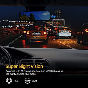 2.5K WiFi Dash Cam Front, 1440P QHD Dash Camera for Cars with Super Night Vision, Parking Mode, 3" Display, 170° View Angle, App Control, G Sensor, 32G SD Card (Max Support 128GB)