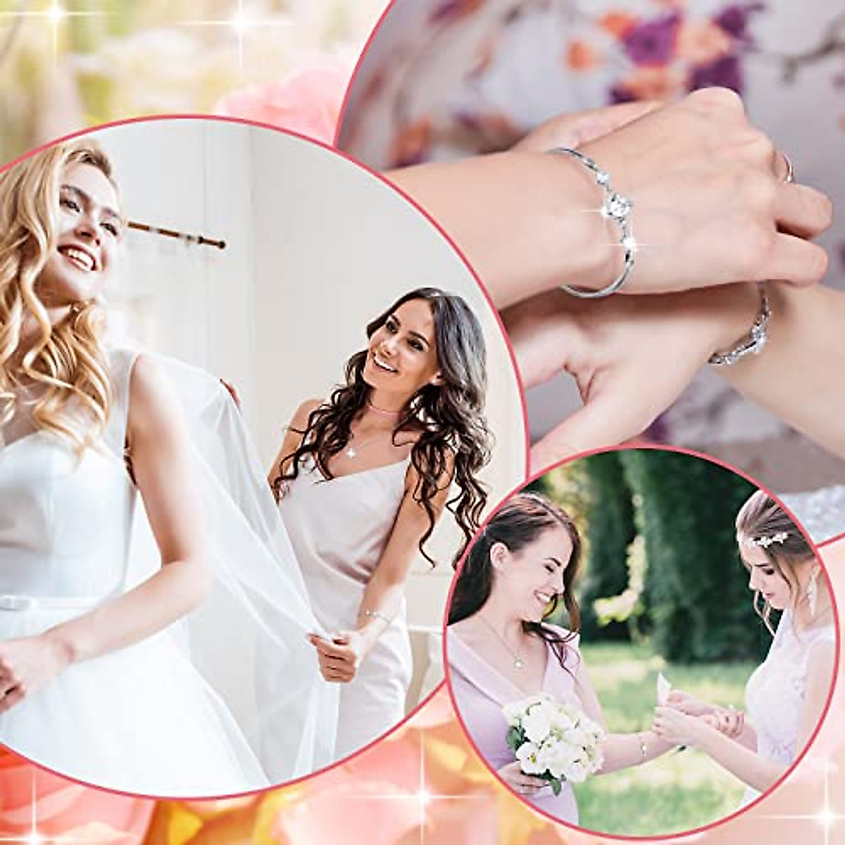 Yinkin 6 Bridesmaid Jewelry Sets for Wedding Will You Be My Bridesmaid Necklace Earrings Bracelet with Card Bridesmaid Proposal Gift (Classic)