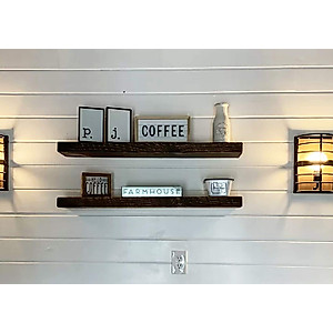 Joel's Antiques | Floating Shelves for Wall | Made of Natural Wood and Easy Install | Heavy Duty Rustic Book Shelves | Perfect for Bathroom, Kitchen, Living Room | 2 inches Thick | 6 inches deep