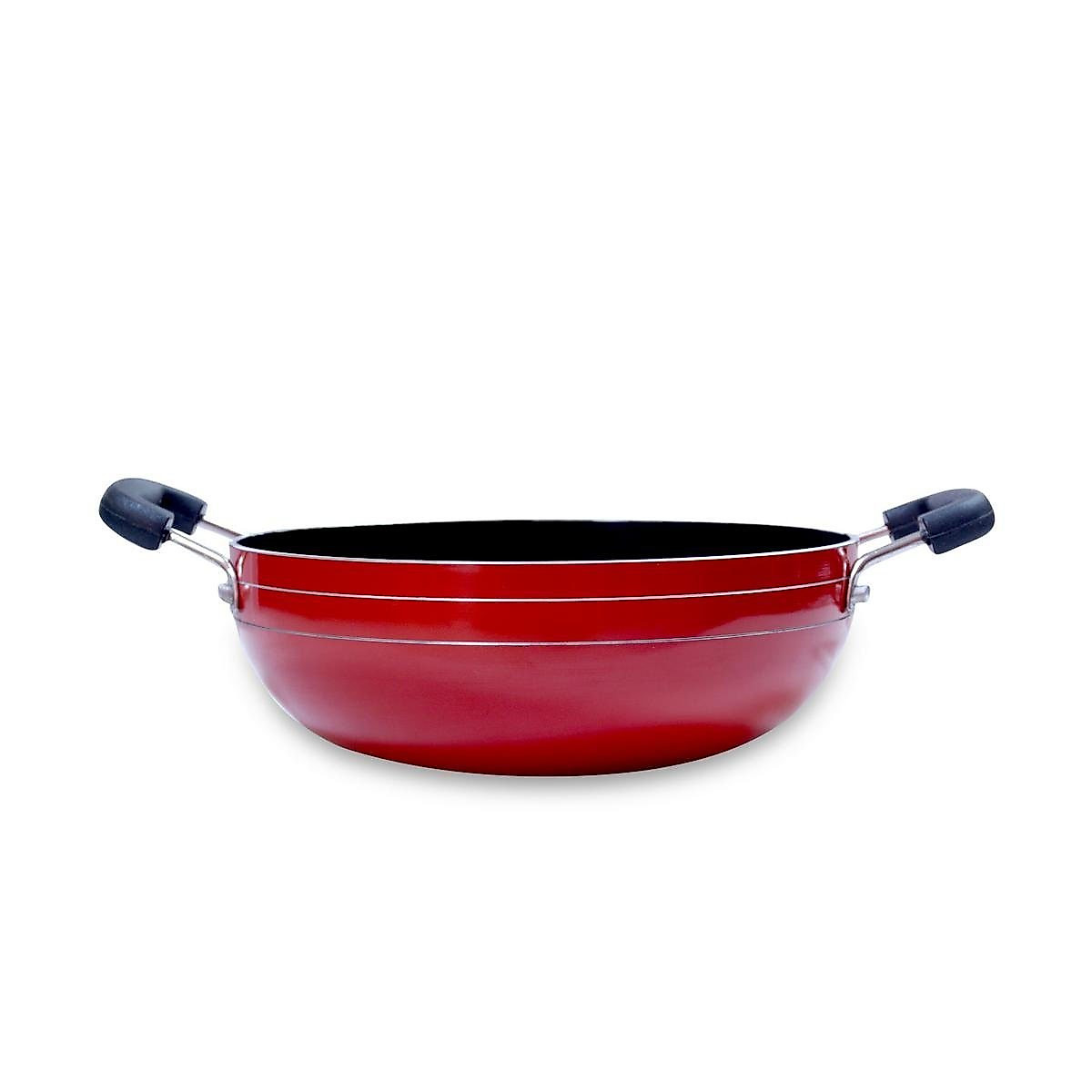 Kadai Nonstick Indian Kadhai Non-Stick Cookware Stainless Steel Deep Fry Karai Non-Stick Strong Stainless Steel Handle 2 litre with Steel Lid Deep fry pan Kadhai