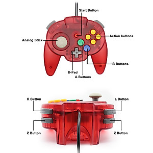 Intec Gaming Warrior 64 Wired Controller for Original Nintendo 64 N64 Console (Red)
