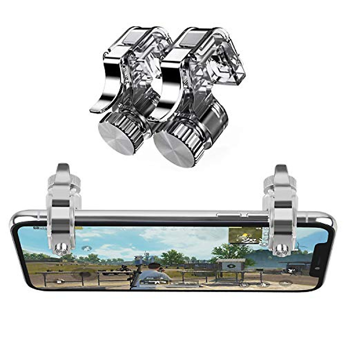 Newseego Mobile Game Controllers, Phone Triggers for Mobile Phone, Shooter Sensitive Controller Joysticks Aim & Fire Trigger Keys for Knives Out/Rules of Survival (1 Pair Mobile Triggers)