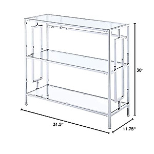 Convenience Concepts Town Square 3-Tier Bookcase, Clear Glass/Chrome Frame