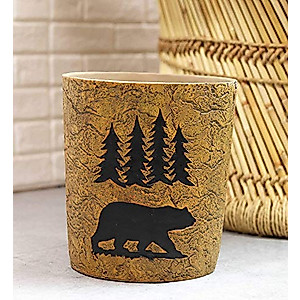 Ebros Wildlife Rustic Black Bear Roaming Pine Trees Forest Silhouette Bathroom Accent Resin Figurine Accessories Western Country Cabin Lodge Decorative (Waste Basket Trash Bin)