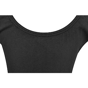 Dancina Black Leotard Short Sleeve Girls Modest Coverage Breathable Ballet Dance Unitard 10Black