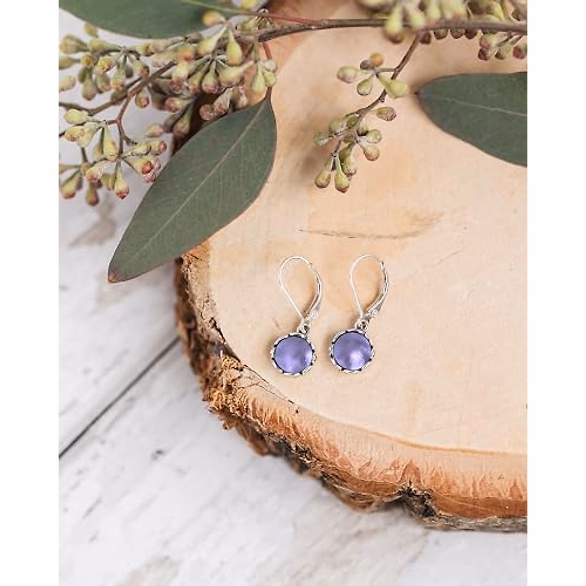 Bottled Up Designs Handmade Vintage Lavender Leverback Earrings, Recycled 1900s Medicine Bottle Glass, Sterling Silver, Eco Friendly, Made in USA, Birthday Gifts, Mothers Day, Women, Anniversary