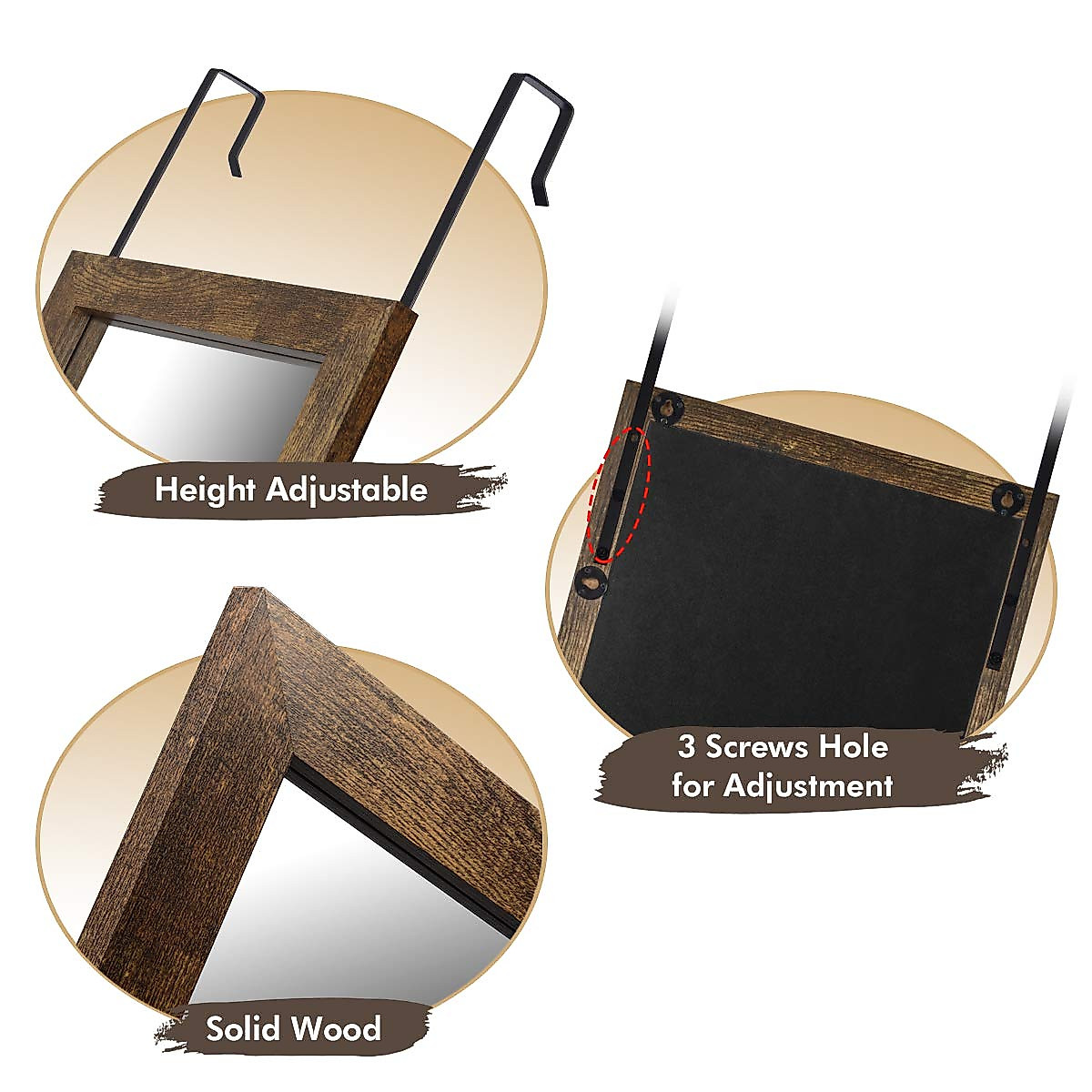 Sunix Wood Full Length Mirror, 48" x 14" Wall Mirror with Wood Frame, Full Length Door Mirror, Hanging Mirror Body Mirror for Bedroom, Rustic Frame