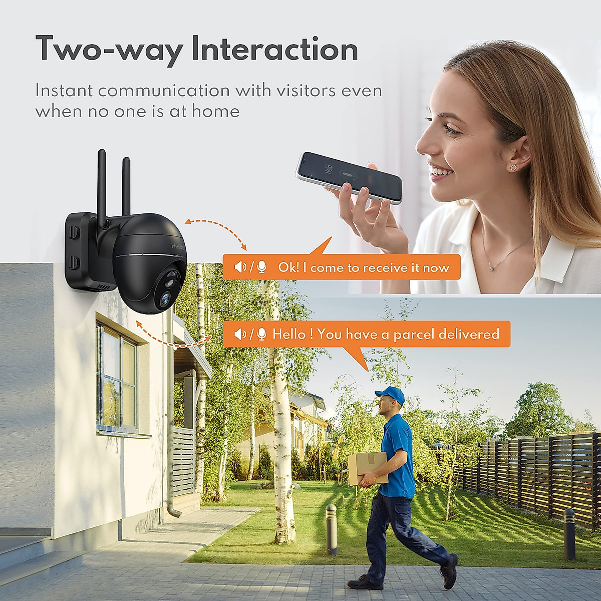 Helidallr Security Camera Outdoor, 355° PTZ Camera 1080P WiFi Wireless Indoor Cameras for Home Security 15000mAh Security Cameras with IP66 Waterproof, Night Vision, AI & PIR Detection, Two-Way Audio