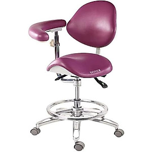 BoNew Dental Deluxe Mobile Saddle Chair PU Leather Assistant Doctor Stools Black