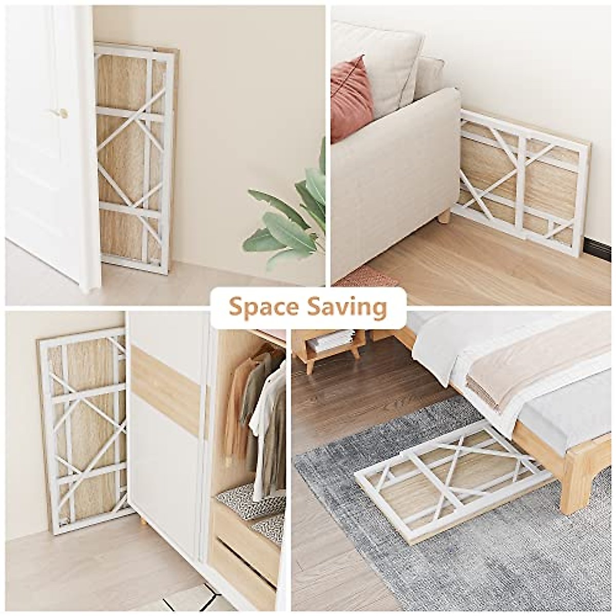 Elephance 40" Folding Computer Desk No Assembly Needed Foldable Small Home Office Desk Study Writing Desk Gaming Table for Small Space (Beige)