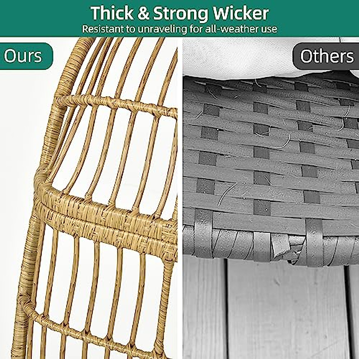 YITAHOME Outdoor Double Egg Chair for 2 Person, Wicker Patio Large Basket Chair with 526lbs Capacity, All-Weather Oversized Egg Lounger Chair for Indoor Living Room Outside Balcony Backyard - Beige