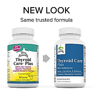 Terry Naturally Thyroid Care Plus - 60 Capsules - with Selenium, Iodine & L-Tyrosine - Non-GMO, Gluten Free, Kosher - 30 Servings