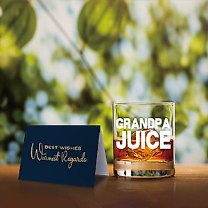 TOUNER Grandpa Juice Whiskey Glasses with Gift Box, New Grandpa Whiskey Glass Gifts, Pregnancy Announcement for Grandpa, Retirement Gifts for Grandpa, Fathers Day Birthday Gifts for Grandpa