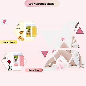 FAECEYER Waxing Kit for Hair Removal, Wax Kit, Roll On Wax Warmer Machine with 2 Wax Refill Cartridges, 100 Wax Strips, 10 Treatment Oil Papers, Portable Design for All Body Parts