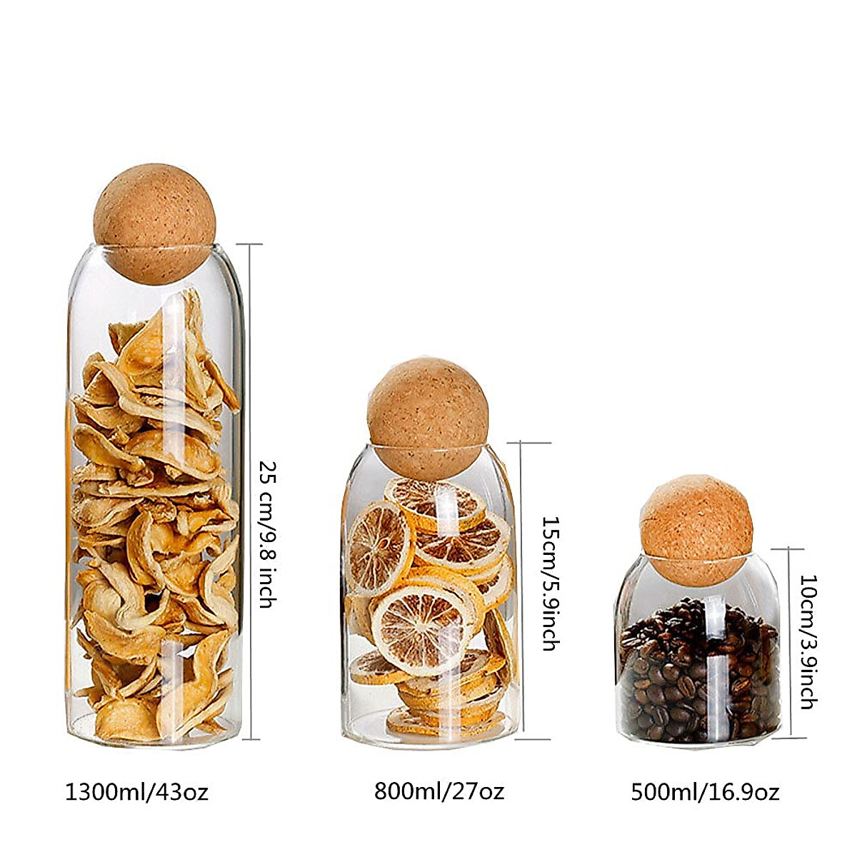 Glass Jar with Wood Lid Ball Jar Food Storage Container Clear Candy Jars Food Storage Canister Sugar Coffee Tea Beans Spice Salt Storage 3 Pcs