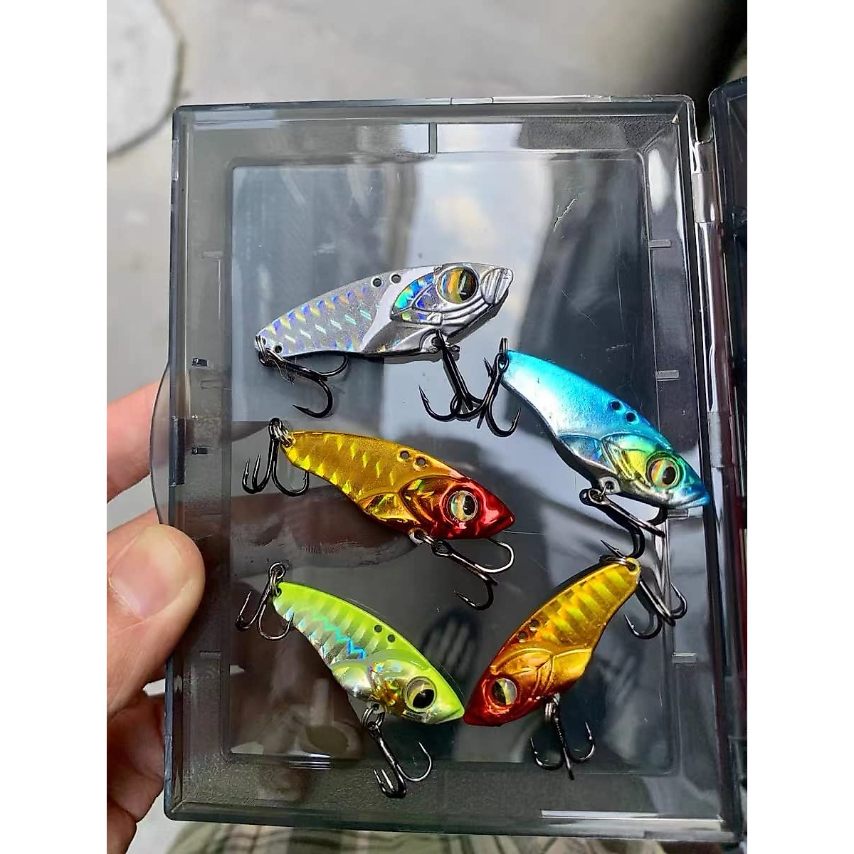 BitHeng Fishing Lures, Fishing Spoon Tackle LuresHard Metal VIB Jigging with Treble Hooks for Bass Trout Crappie Perch Freshwater Saltwater (10Pcs) Random Color, Mixed Color