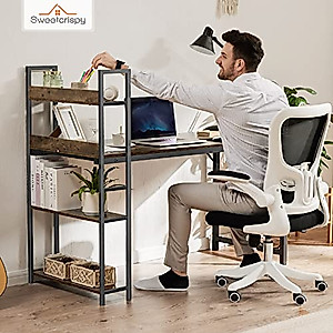 Desk Computer Desk with Shelves, Home Office Desks Table 47 Inch PC Desk Bedroom Desk Work Desk Study Desk Wood Desk with Storage Removable Middle Shelf for Dorm, Student, Gaming